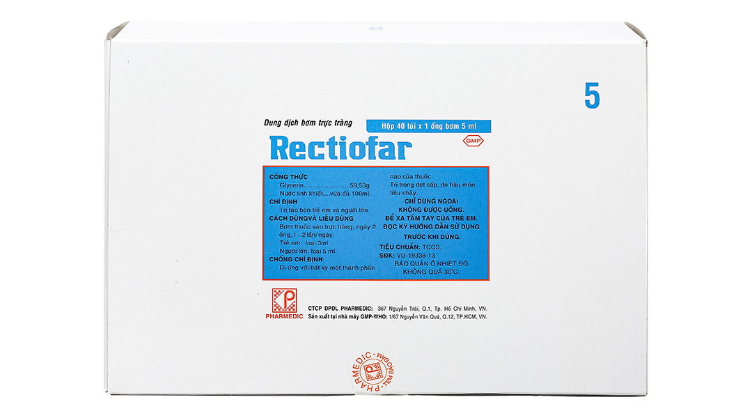 Thuốc bơm hậu môn Rectiofar: công dụng, cách dùng và lưu ý khi sử dụng